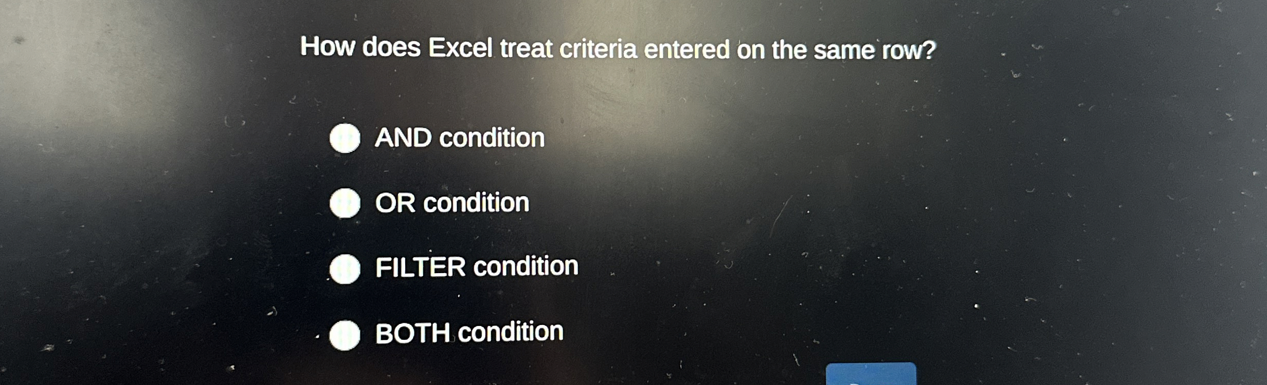 Solved How does Excel treat criteria entered on the same | Chegg.com