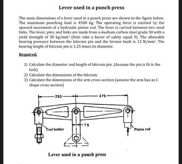 Solved Lever used in a punch press The main dimensions of a | Chegg.com