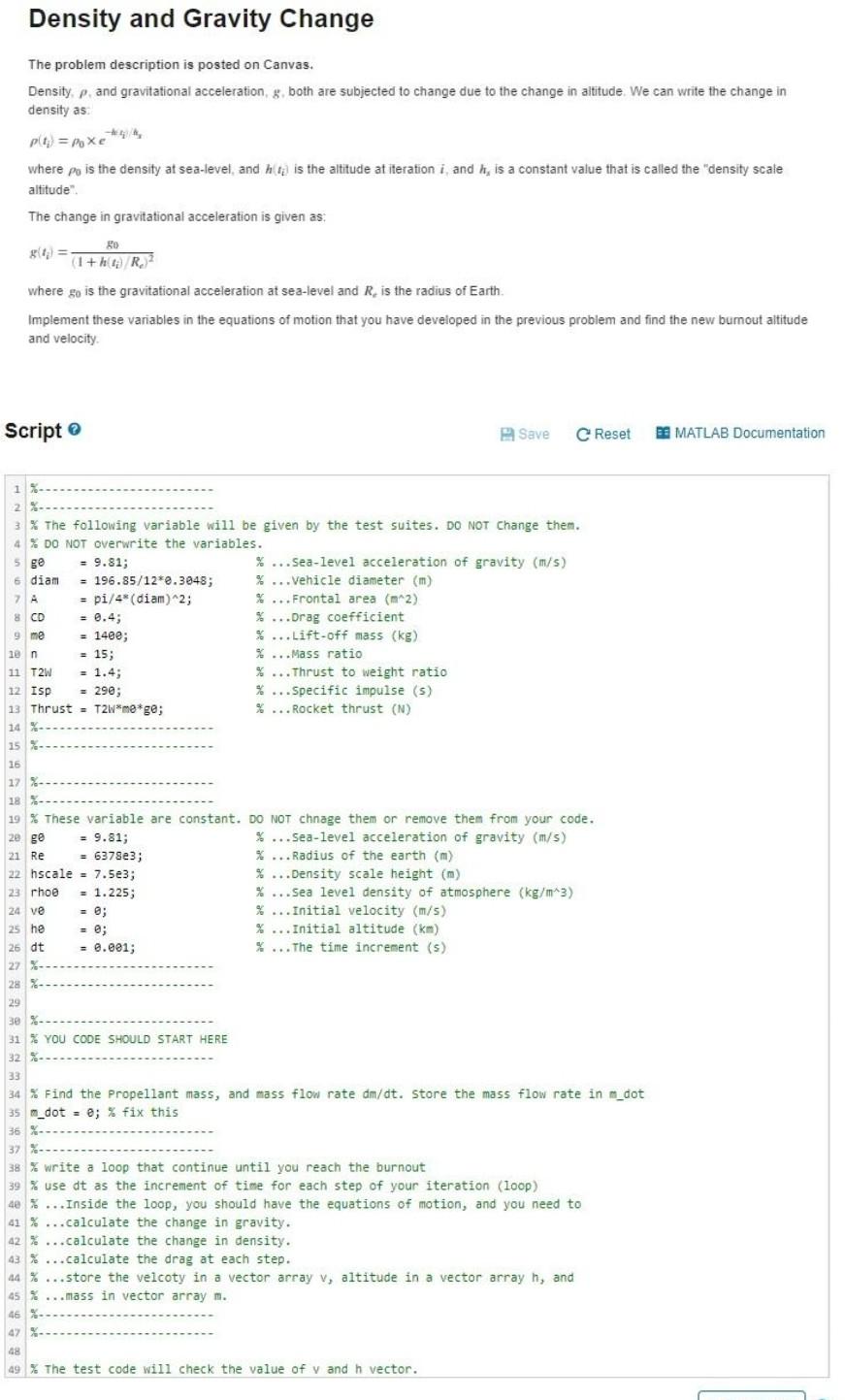 Solved Density and Gravity Change The problem description is | Chegg.com