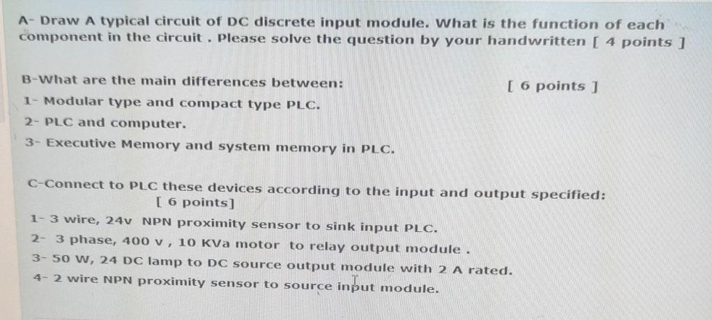 Solved A Draw A Typical Circuit Of Dc Discrete Input