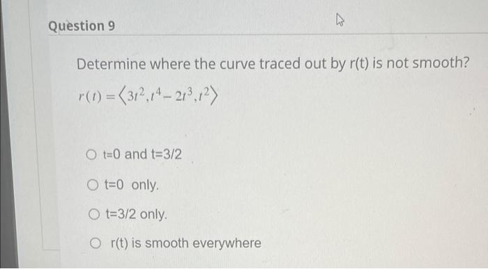 Solved Determine where the curve traced out by r(t) is not | Chegg.com