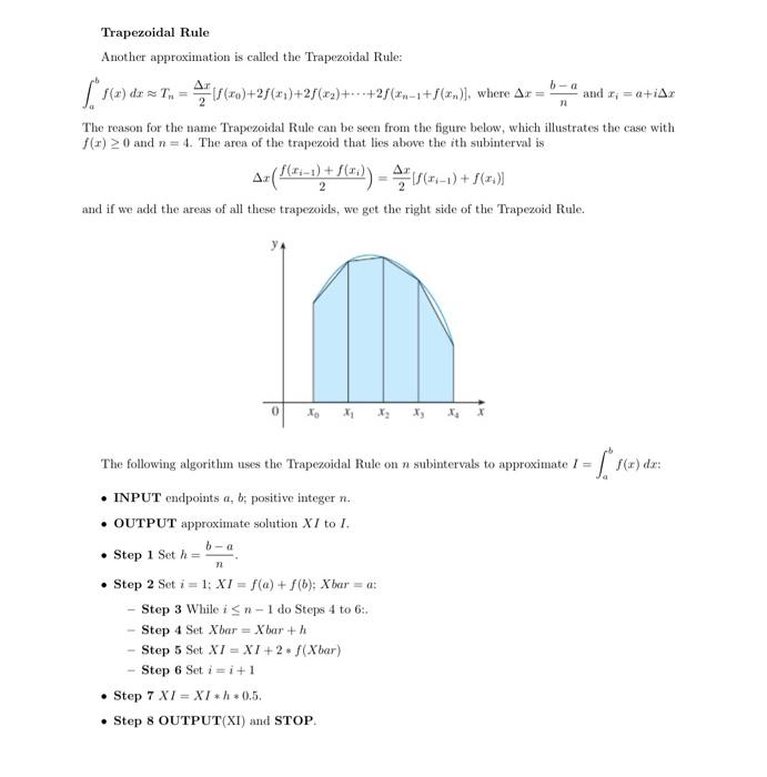 Solved Numerical Approximation of Integrals We often need to | Chegg.com