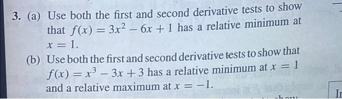 Solved 3. (a) Use both the first and second derivative tests | Chegg.com
