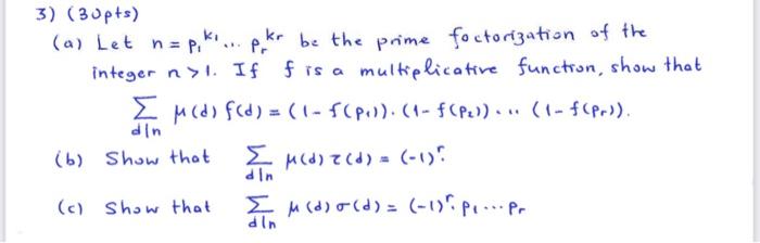 Solved 3) (30p+s) (a) Let n=p1k1⋯prkr be the prime | Chegg.com