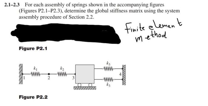 Solved 2.1-2.3 For each assembly of springs shown in the | Chegg.com