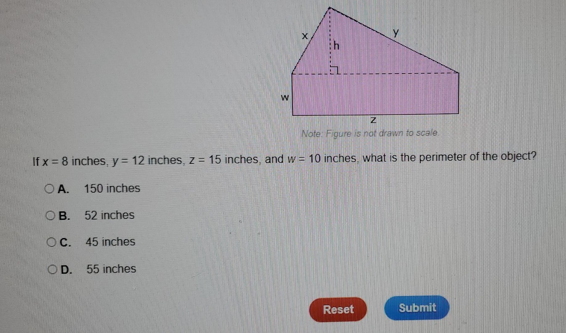 Solved OB. OC. Note. Figure is not drawn to scale. If x = 8 | Chegg.com