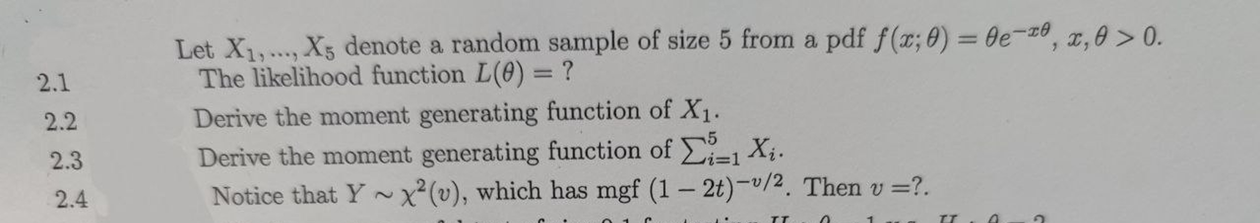Let x1,dots,x5 ﻿denote a random sample of size 5 | Chegg.com