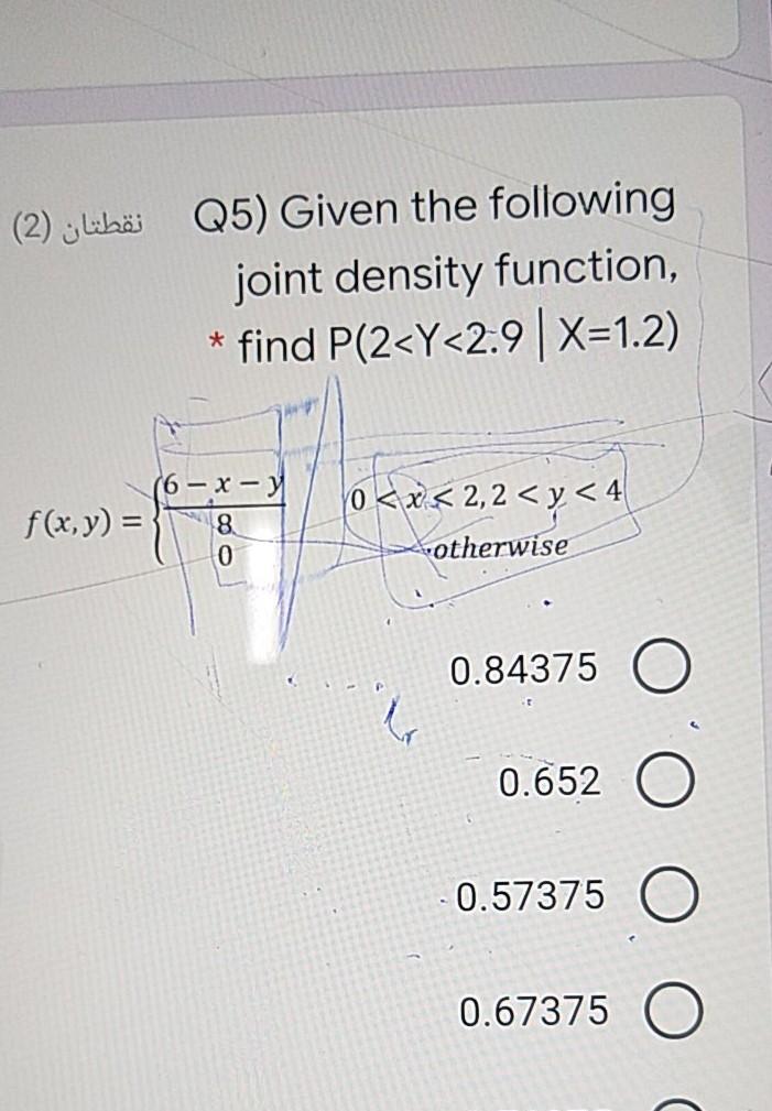 Solved (2) subäi Q5) Given the following joint density | Chegg.com