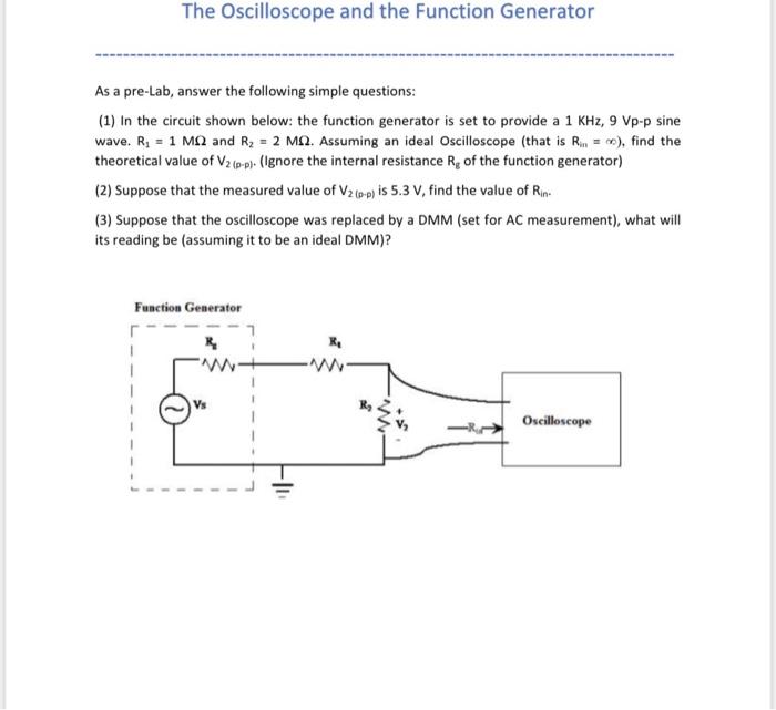Solved The Oscilloscope and the Function Generator As a | Chegg.com