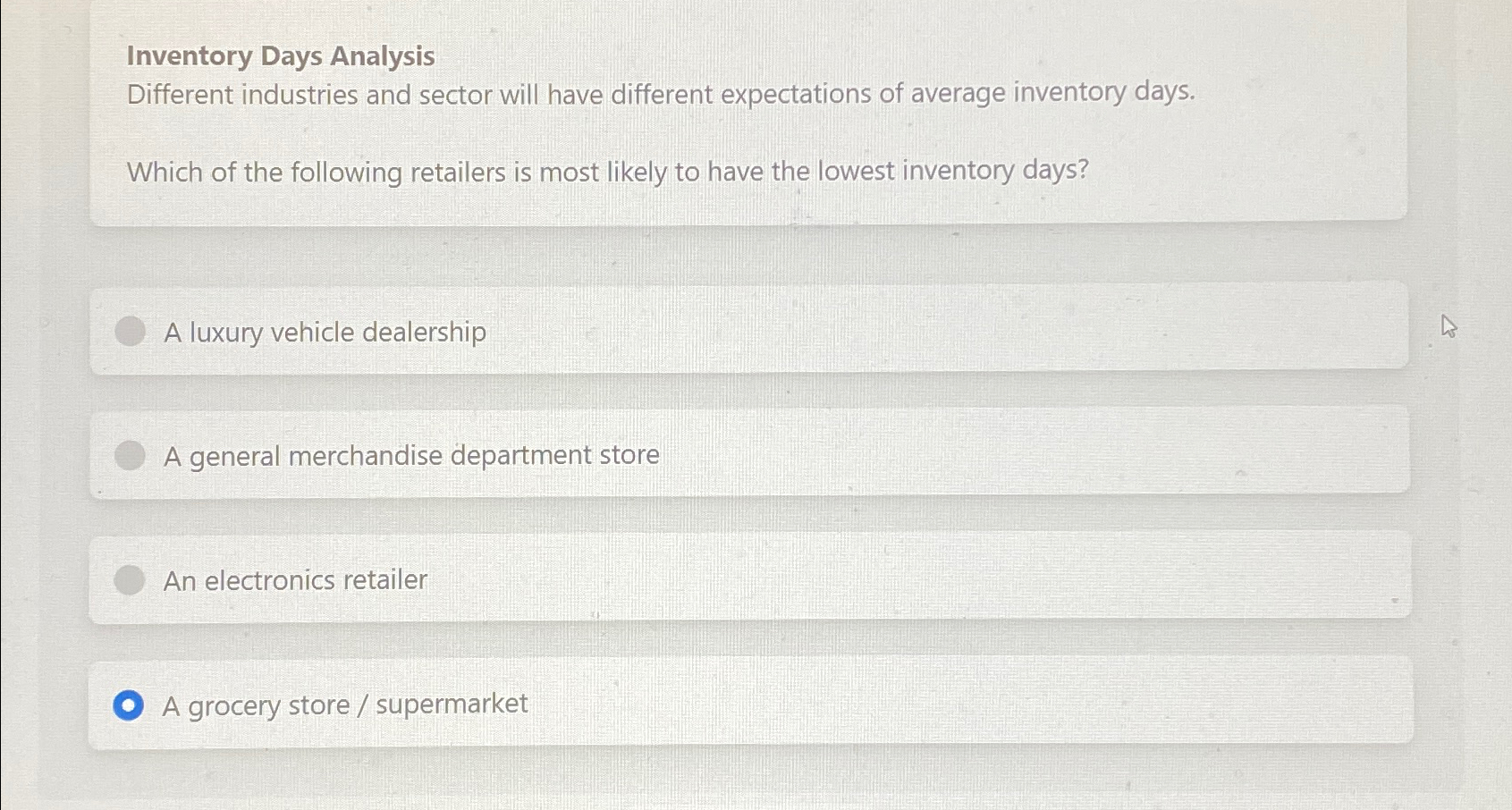Solved Inventory Days AnalysisDifferent industries and | Chegg.com