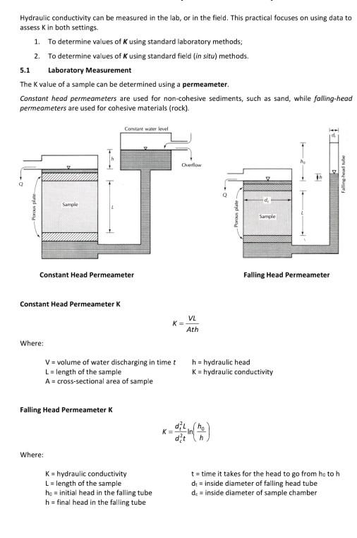 Solved 5.1.1 Constant Head Permeameter A constant-head | Chegg.com