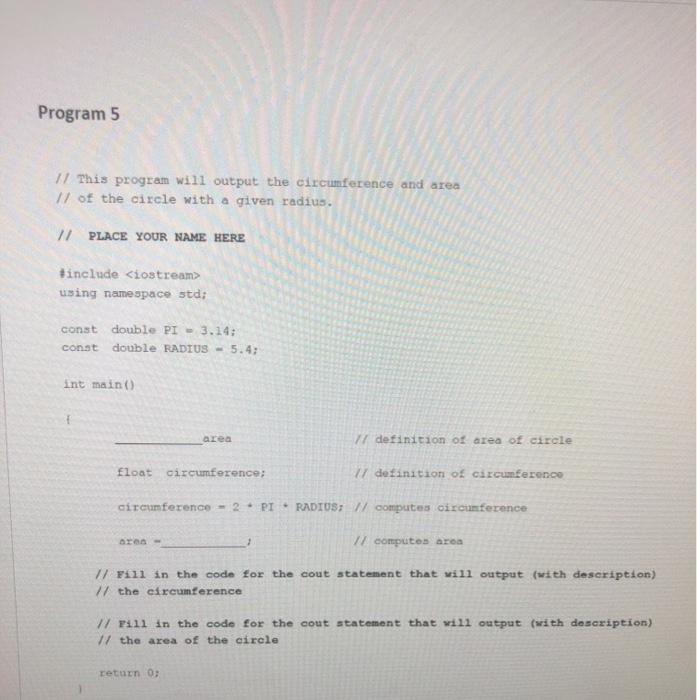Solved Program 5 1/ This program will output the | Chegg.com