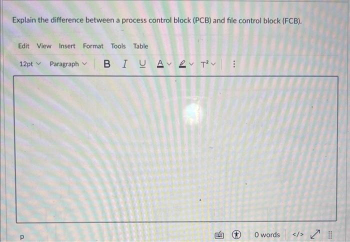 Solved Explain the difference between a process control | Chegg.com