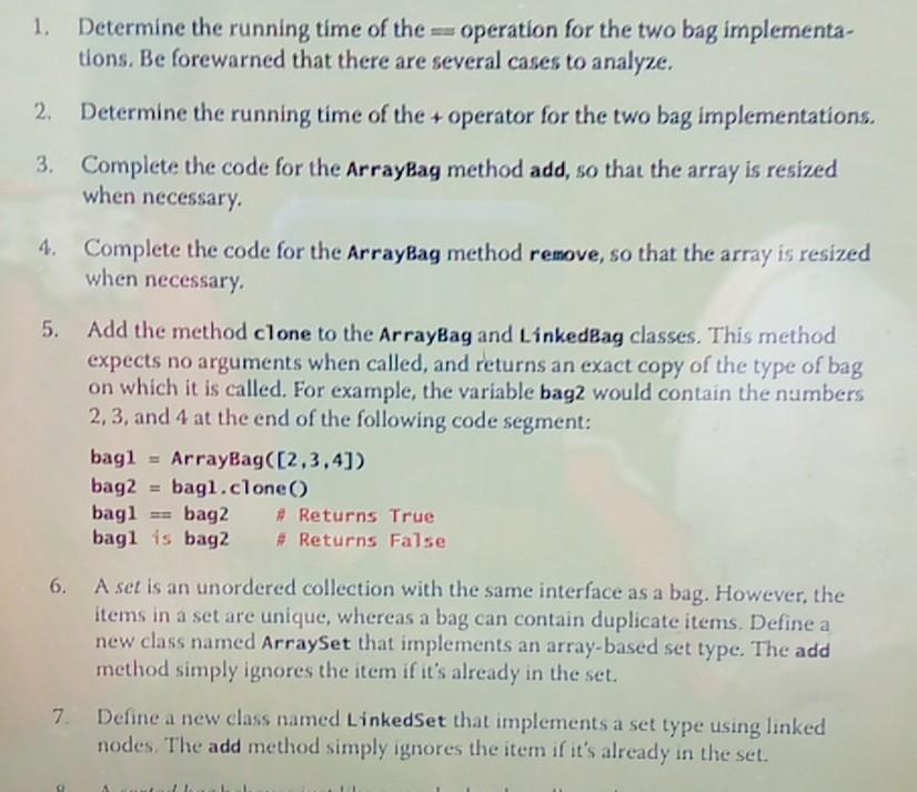 Solved 1. Determine the running time of the == operation for | Chegg.com