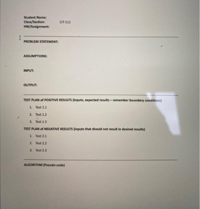 Solved CIT-111 HomeWork #1 complete problems 2 and 3 by | Chegg.com