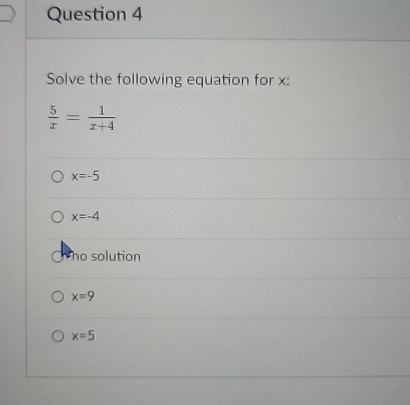 Solved Question 4Solve the following equation for x | Chegg.com