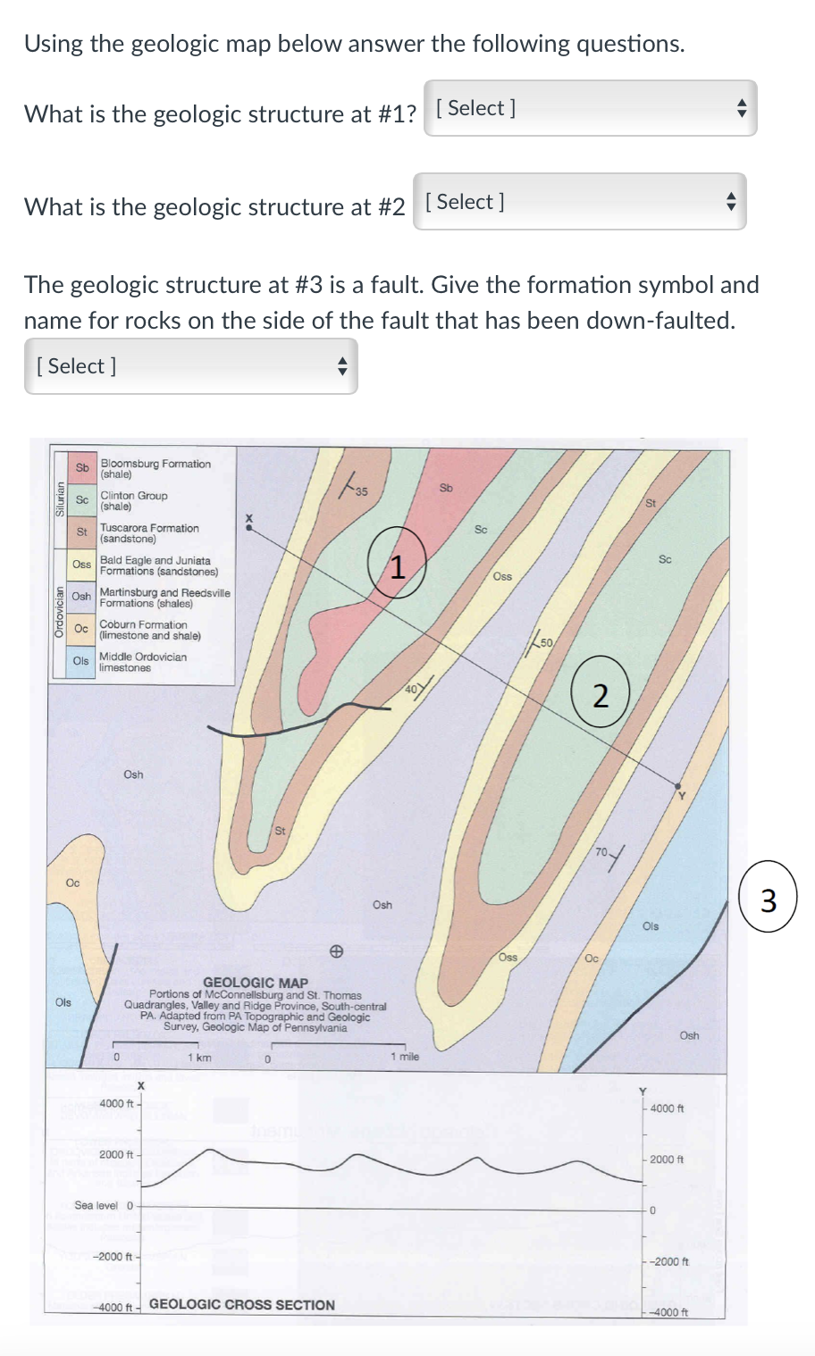 Solved What is the geologic structure at #1?What is the | Chegg.com