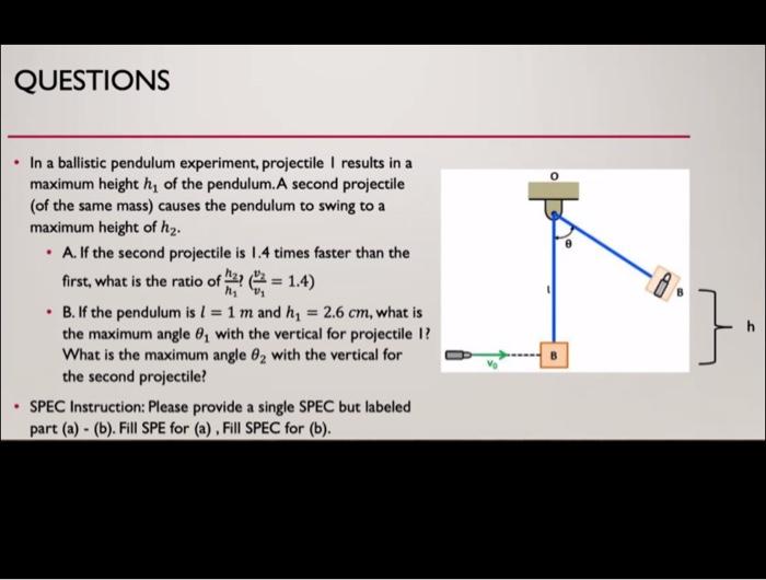 Solved QUESTIONS In a ballistic pendulum experiment, | Chegg.com
