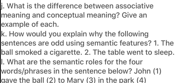 Solved j. What is the difference between associative meaning | Chegg.com