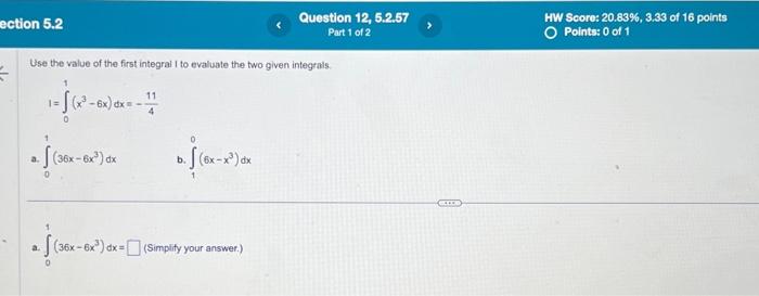 Solved Use the value of the first integral I to evaluate the | Chegg.com