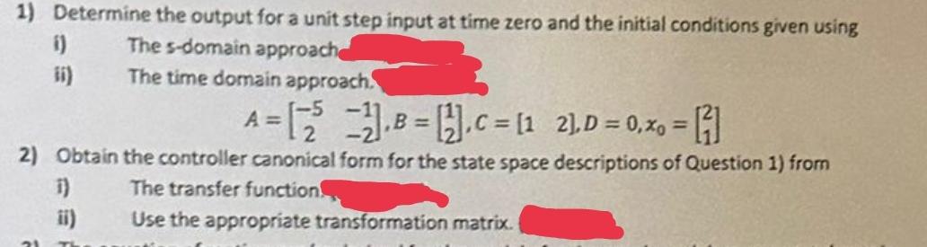 Solved Determine the output for a unit step input at time | Chegg.com