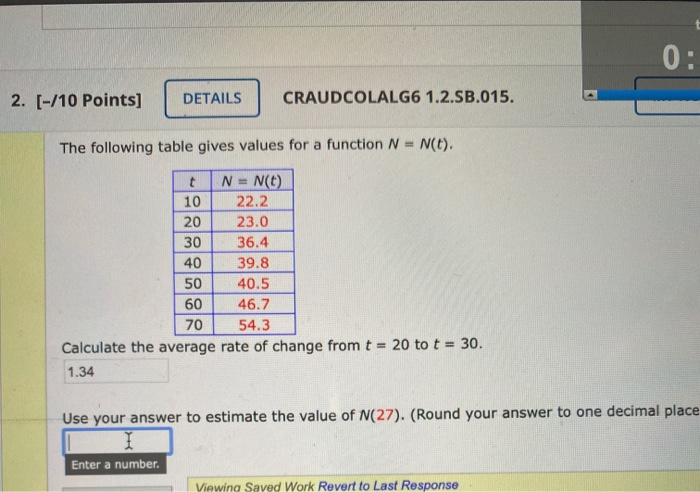 Solved 0: 2. [-/10 Points] DETAILS CRAUDCOLALG6 1.2.SB.015. | Chegg.com
