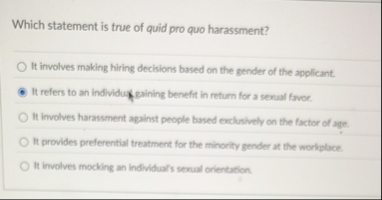 Solved Which statement is true of quid pro quo | Chegg.com