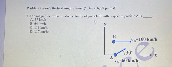 Solved 1. The magnitude of the relative velocity of particle | Chegg.com