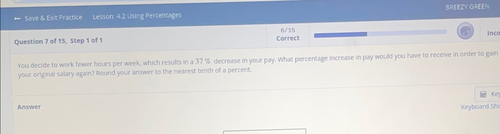 Solved BREEZY GREENlarr Save & Exit PracticeLesson: 4.2 | Chegg.com