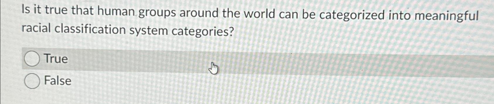 Solved Is it true that human groups around the world can be | Chegg.com