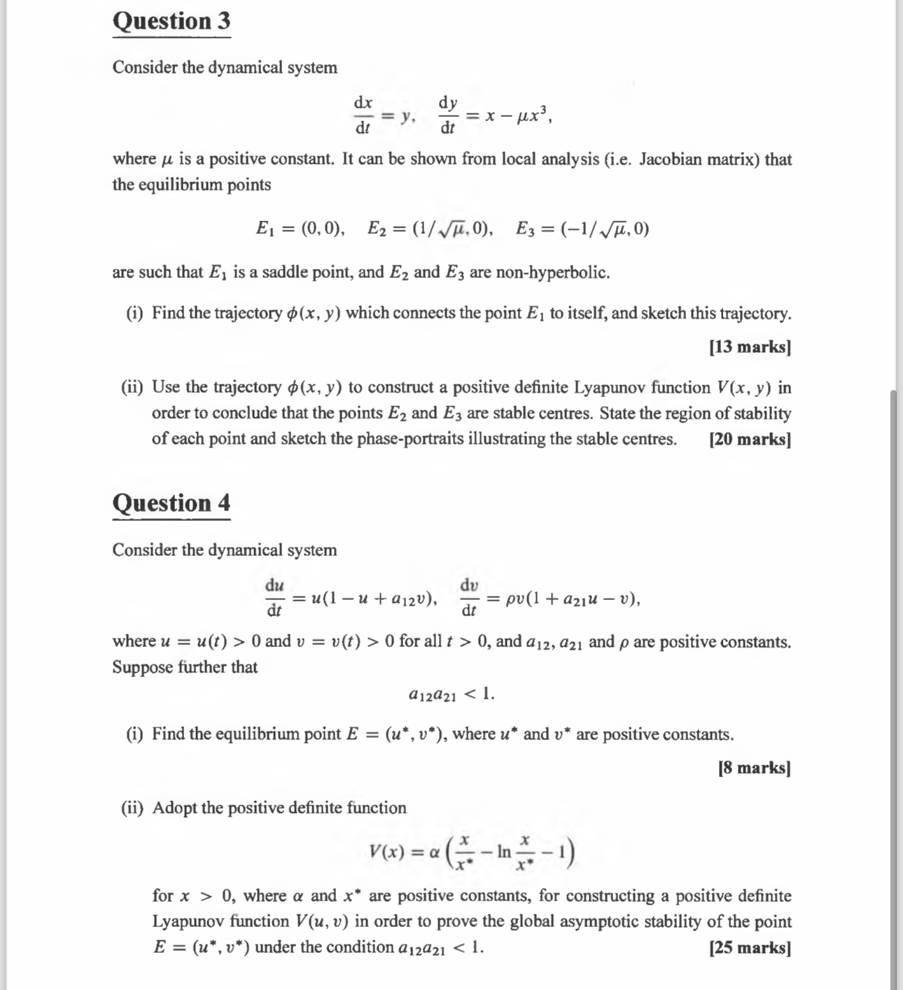 Solved Question 3Consider the dynamical | Chegg.com