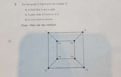 Solved Fot the graph G ﻿bolow give an example of:A trail | Chegg.com