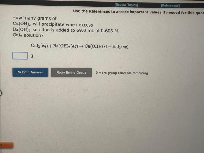Solved How many grams of Cu(OH)2 will precipitate when | Chegg.com