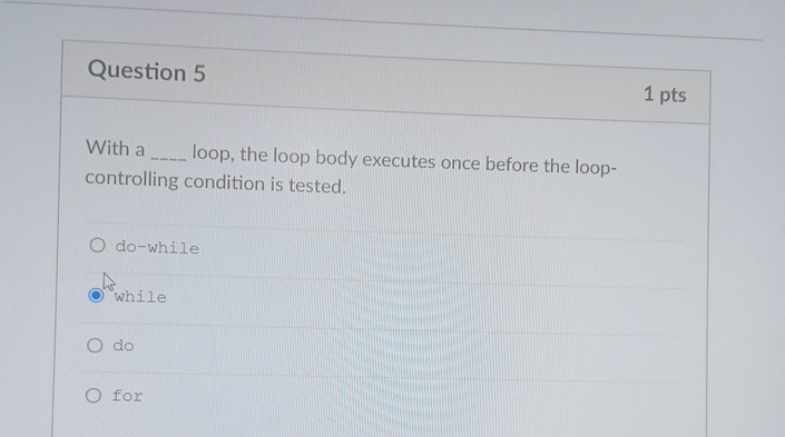 Solved Question 51 ﻿ptsWith a ﻿loop, the loop body | Chegg.com