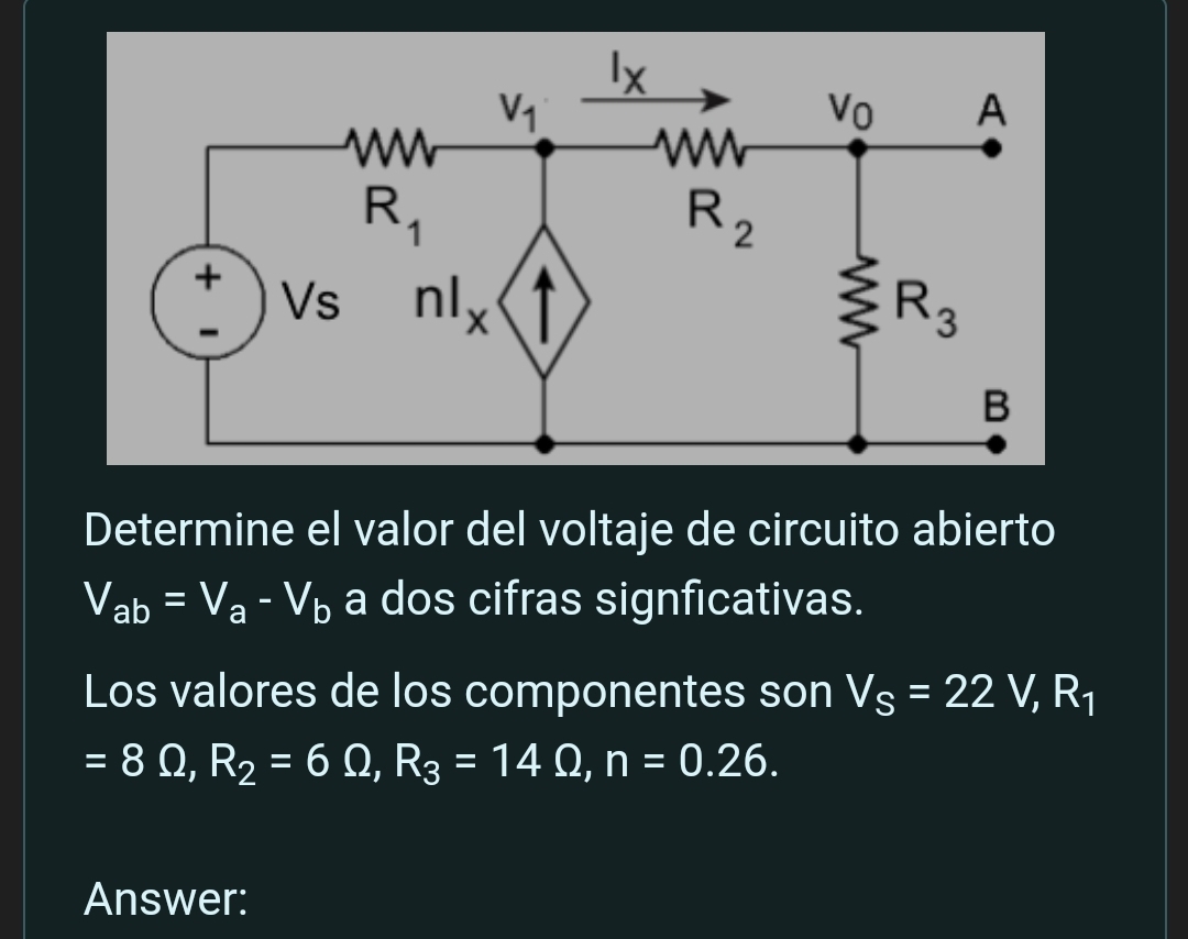 Solved Determine el valor del voltaje de circuito | Chegg.com