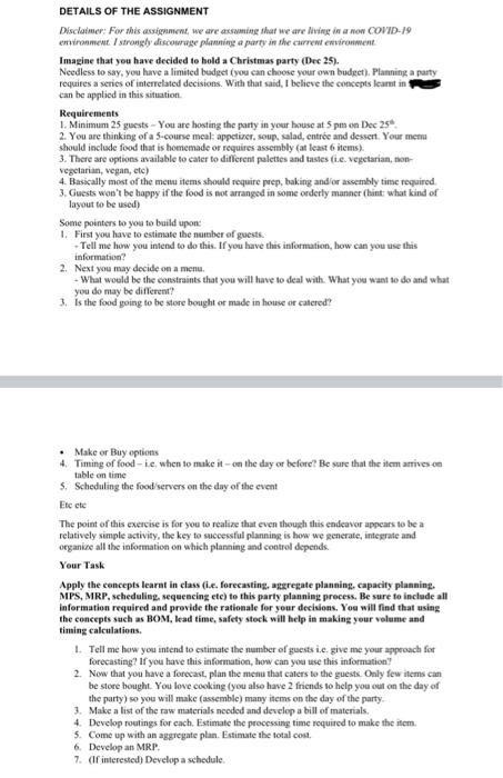 DETAILS OF THE ASSIGNMENT Disclaimer: For this | Chegg.com
