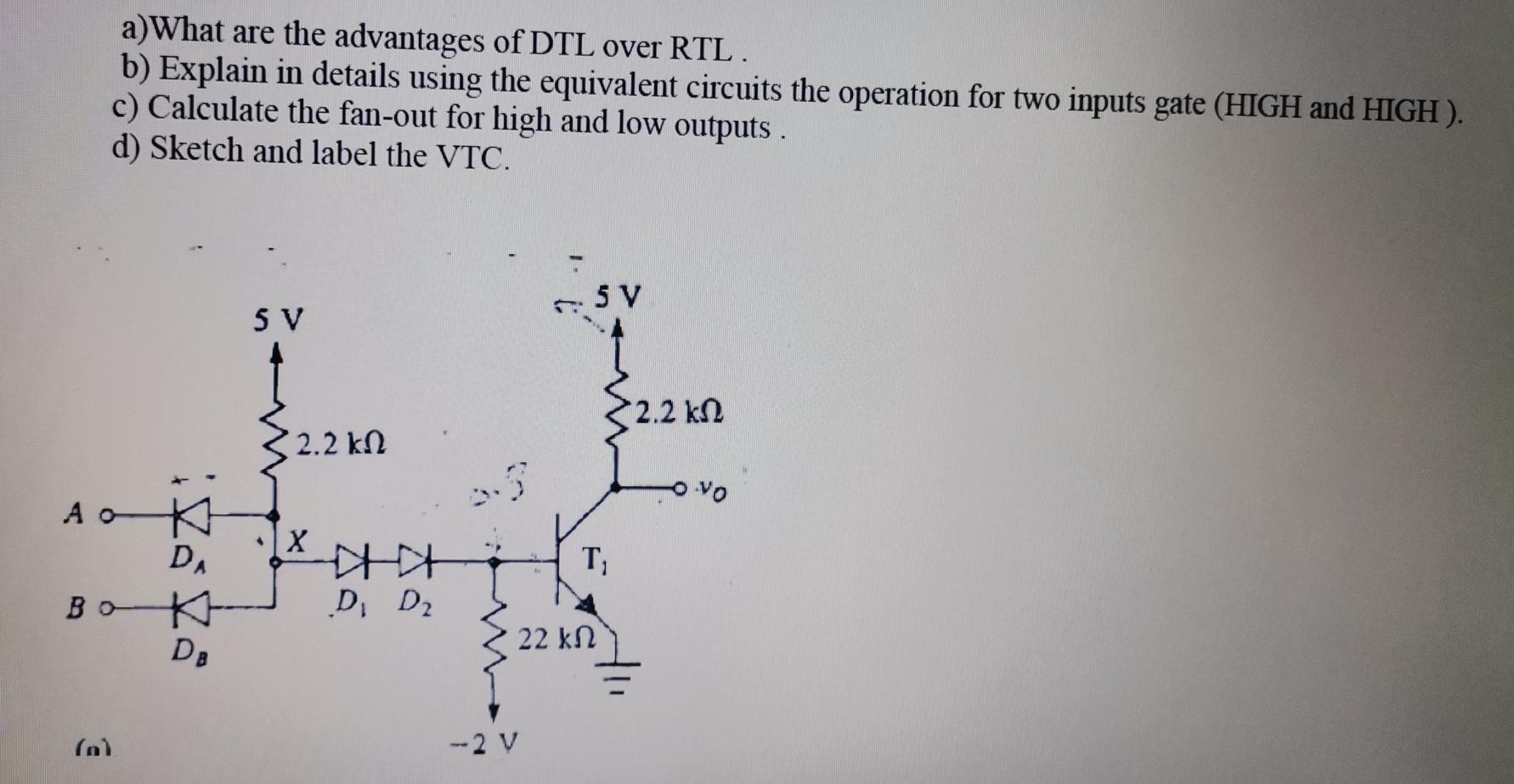 Solved a)What are the advantages of DTL over RTL. b) Explain | Chegg.com
