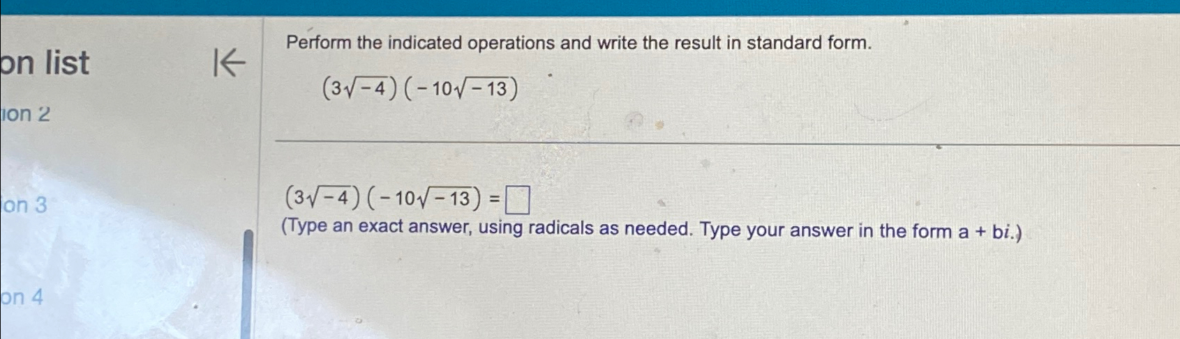Solved Perform the indicated operations and write the result | Chegg.com