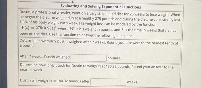 Solved Evaluating and Solving Exponential Functions Dustin, | Chegg.com