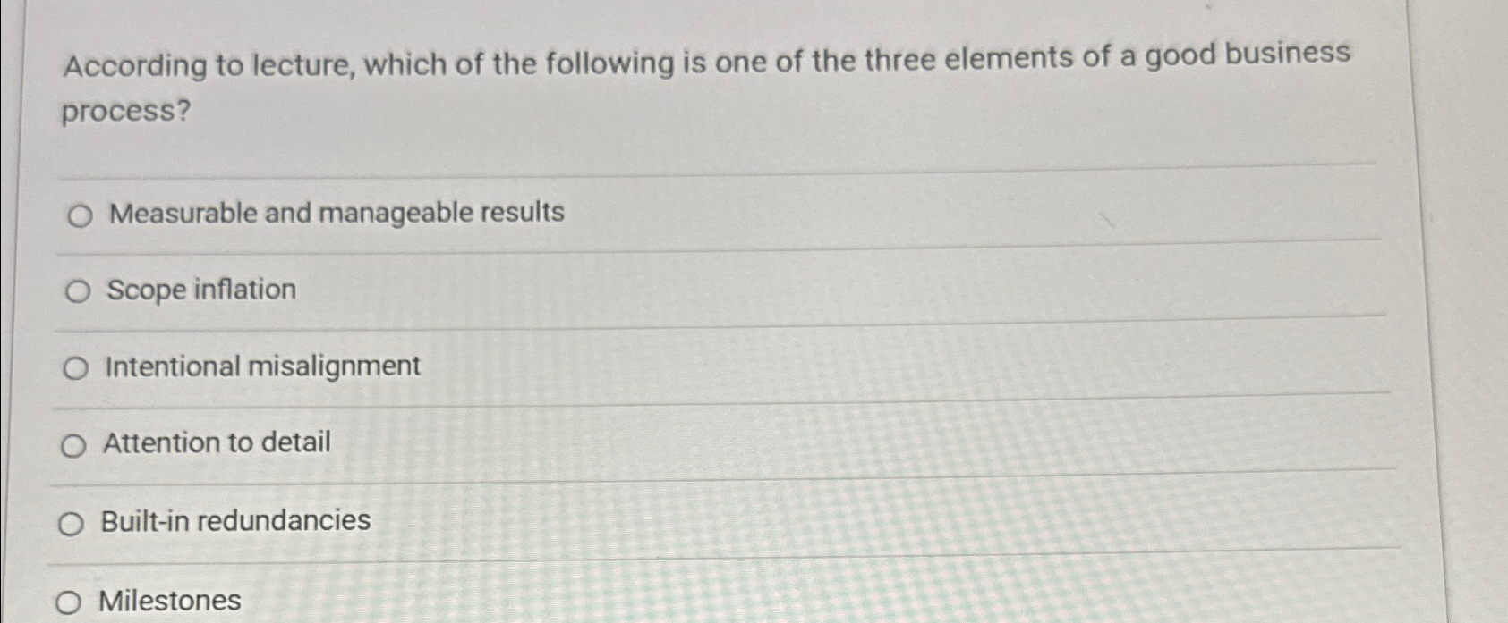 Solved According to lecture, which of the following is one | Chegg.com