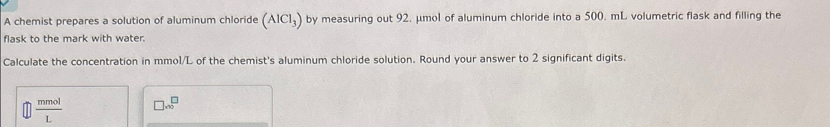 Solved A chemist prepares a solution of aluminum chloride | Chegg.com