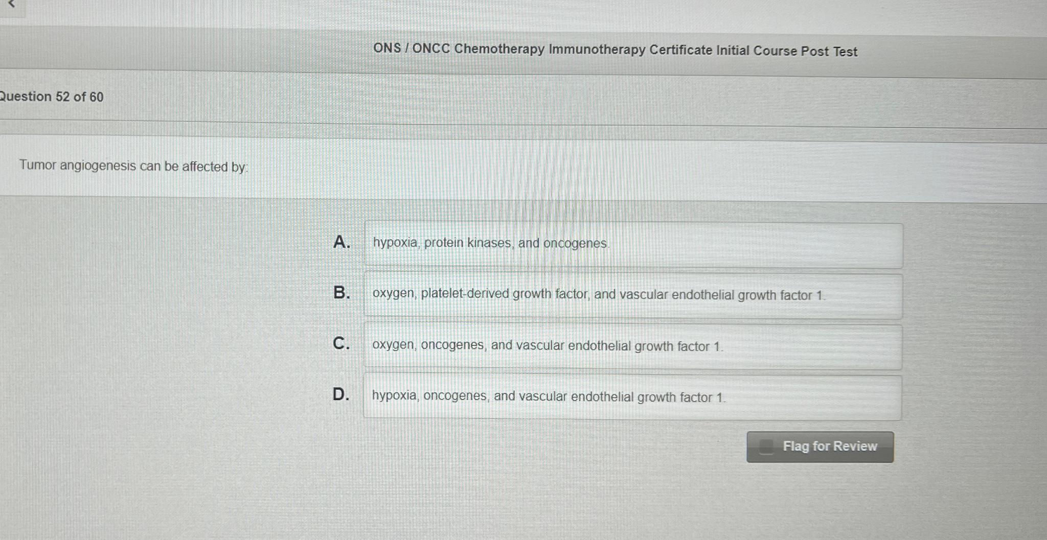 Solved ONS I ONCC Chemotherapy Immunotherapy Certificate | Chegg.com