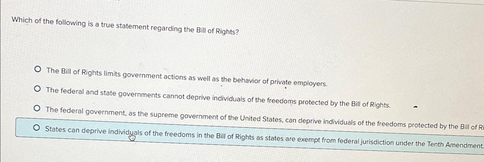 Solved Which of the following is a true statement regarding | Chegg.com