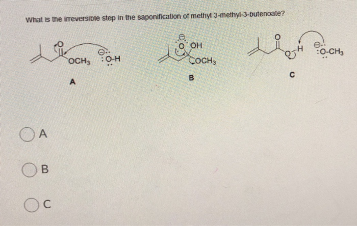 Solved What is the irreversible step in the saponification | Chegg.com