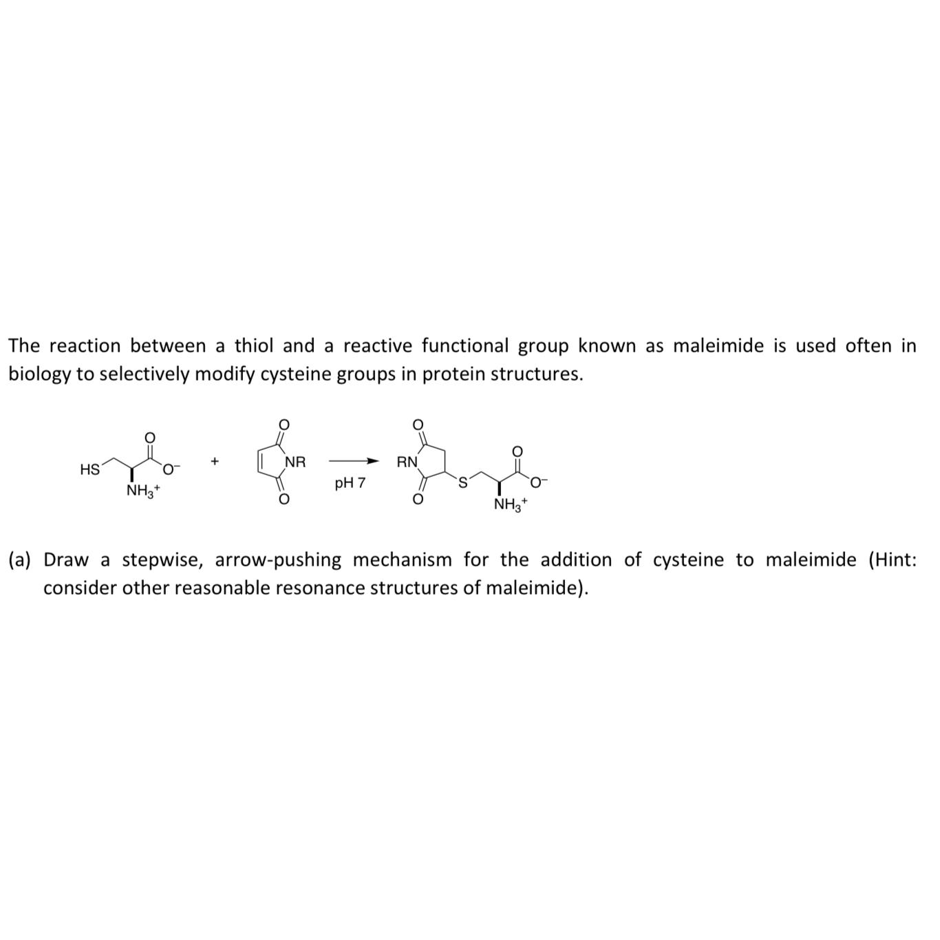 Solved The reaction between a thiol and a reactive | Chegg.com