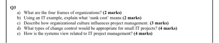 Solved Q3 a) What are the four frames of organizations? (2 | Chegg.com