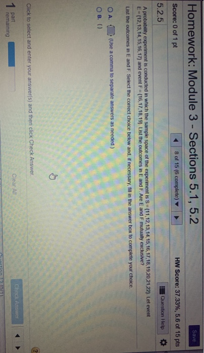 Solved Homework Module 3 Sections 5 1 5 2 Save Score 0