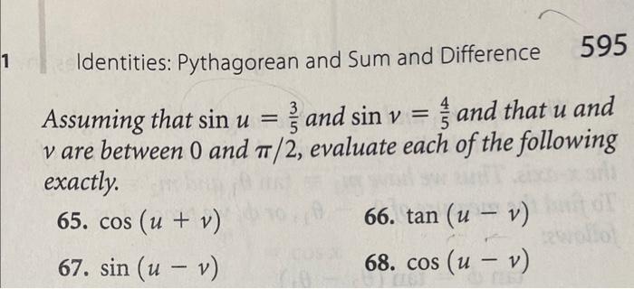 Solved Identities: Pythagorean and Sum and Difference 595 | Chegg.com