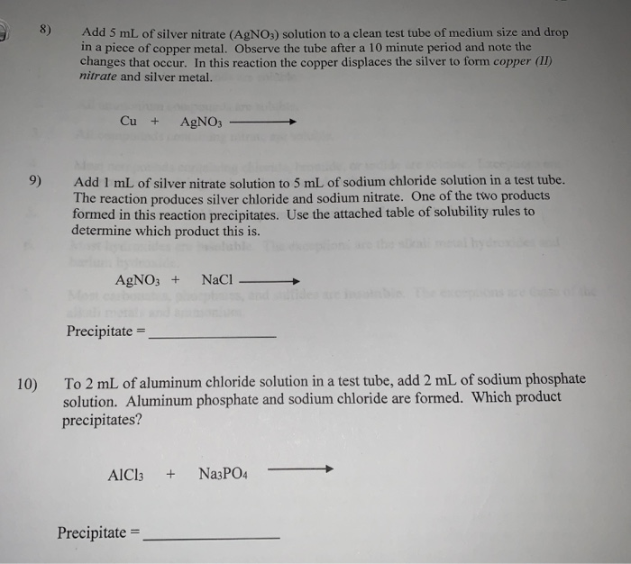 Solved 2 8) Add 5 mL of silver nitrate (AgNO3) solution to a | Chegg.com