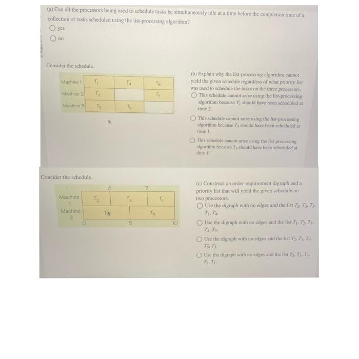 (a) Can all the processors being used to schedule | Chegg.com